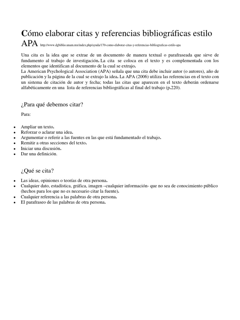 Cómo elaborar citas y referencias bibliográficas estilo APA-UNAM ...