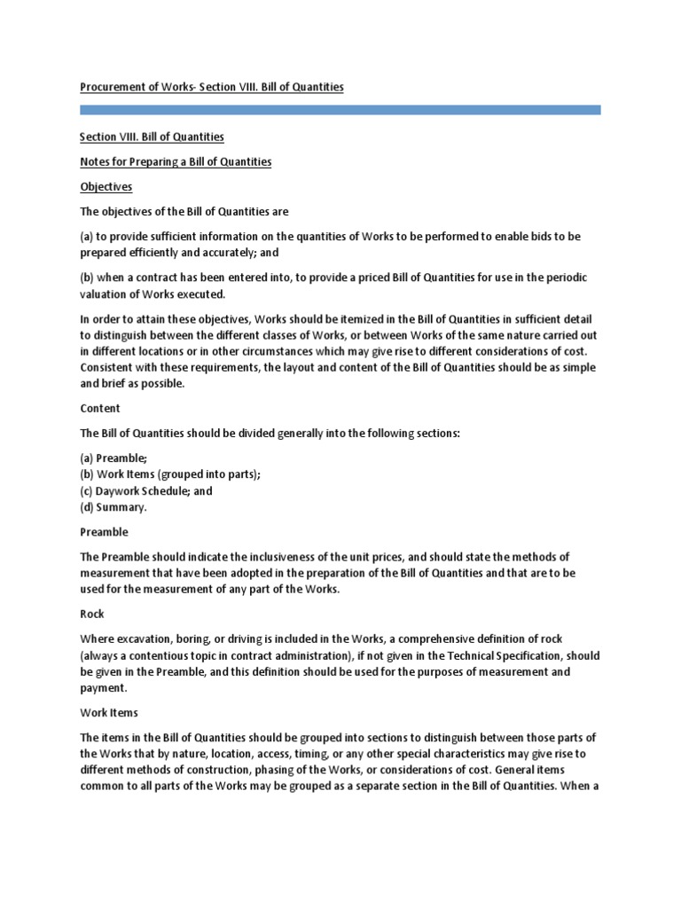 Bill of Quantities Preparation Guide | PDF | Construction Bidding | Prices