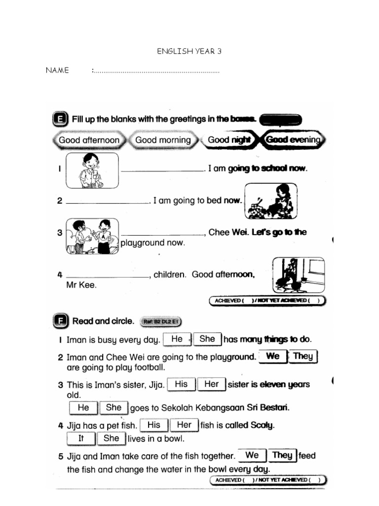 English Year 3 | PDF