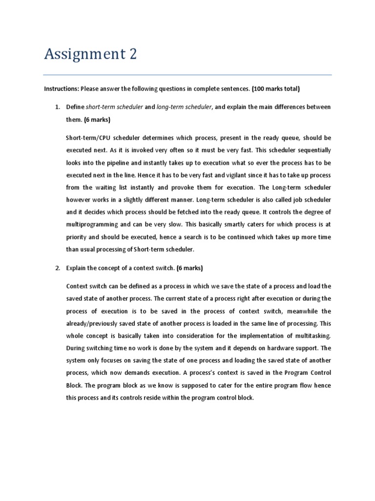 Os Assignment 2 | PDF | Thread (Computing) | Process (Computing)