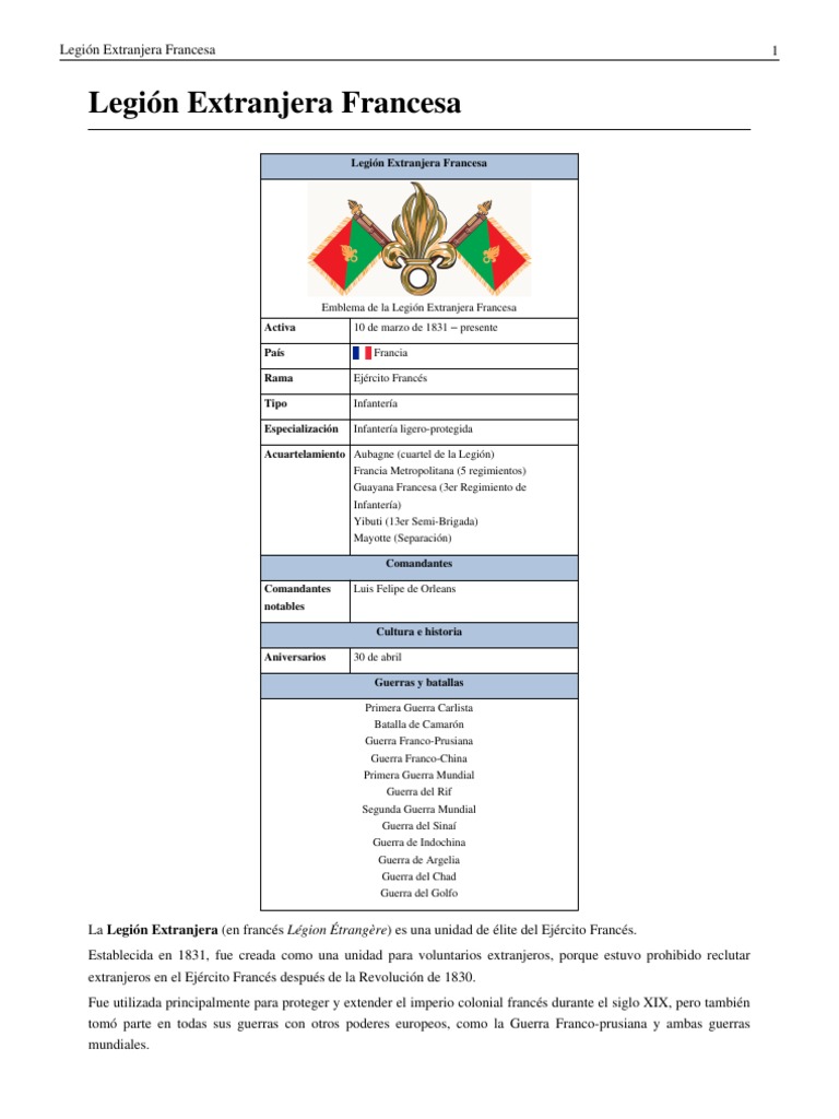 Legión Extranjera Francesa | PDF | Legión extranjera Francés | Militar