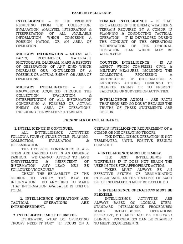 Basic Intelligence | PDF | Military Intelligence | Intelligence Assessment