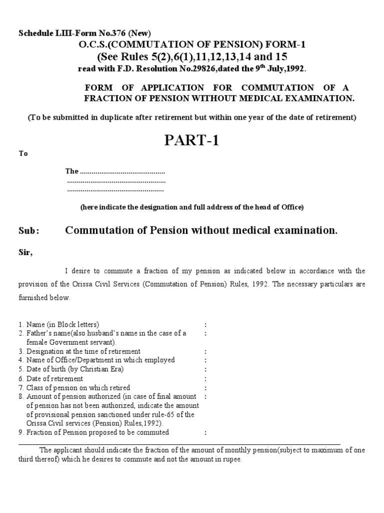 O.C.S. Form-1 | Pension | Government