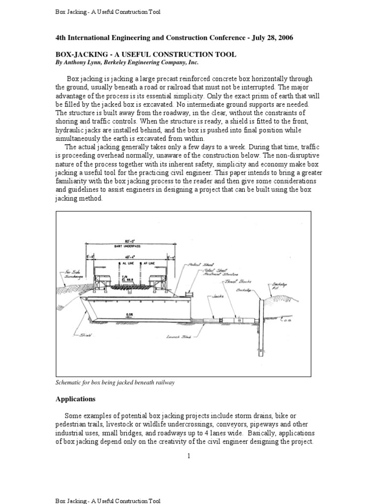 Box Jacking Paper PDF | PDF | Tunnel | Strength Of Materials