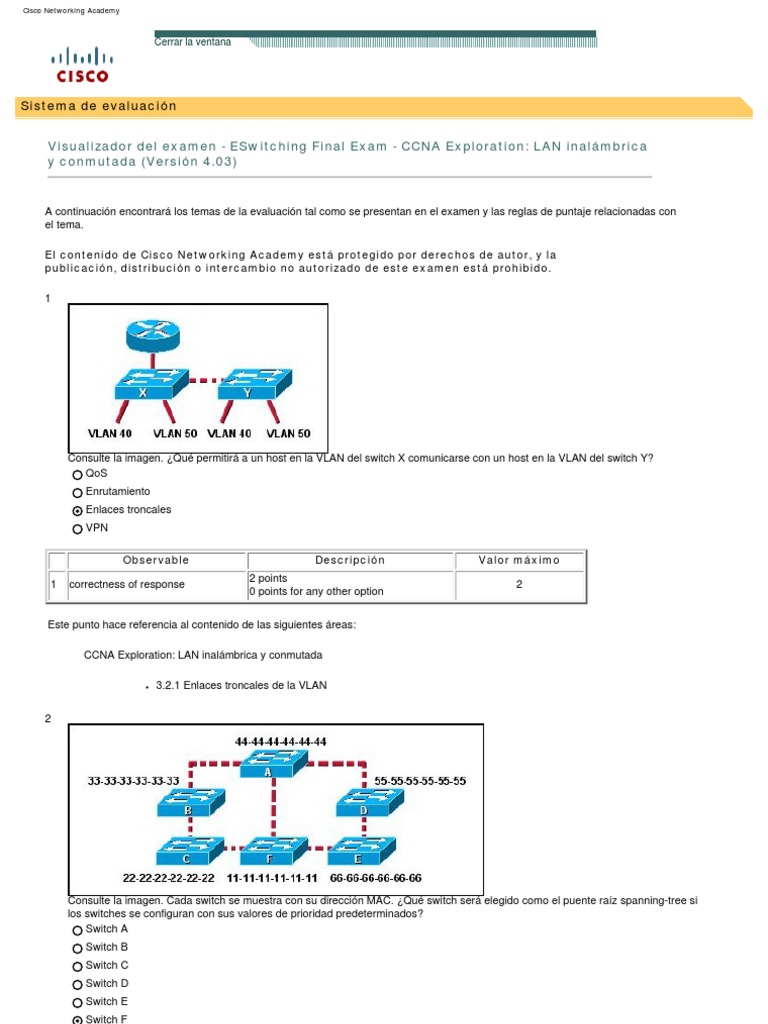 Examen Final de Cisco Curso Ccna3 | PDF | Conmutador de red | Enrutador ...