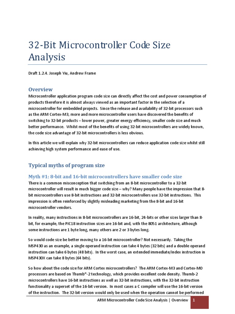 ARM Microcontroller Code Size (Full) | PDF