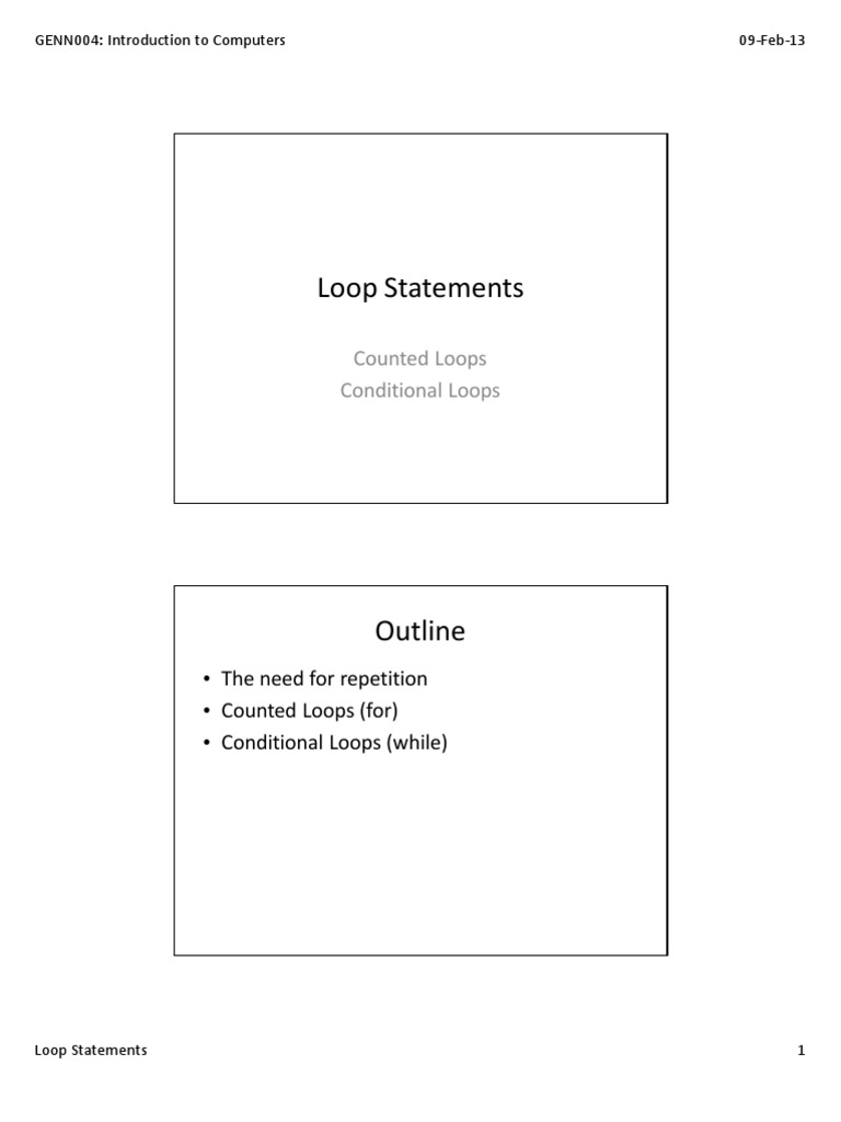 Loop Statements: Counted Loops Conditional Loops | Download Free PDF ... Loop Statements: Counted Loops Conditional Loops | Download Free PDF ...