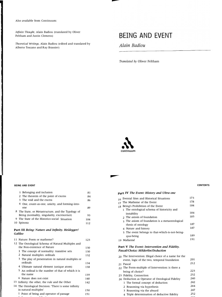 Being and Event | PDF | Science | Philosophical Science