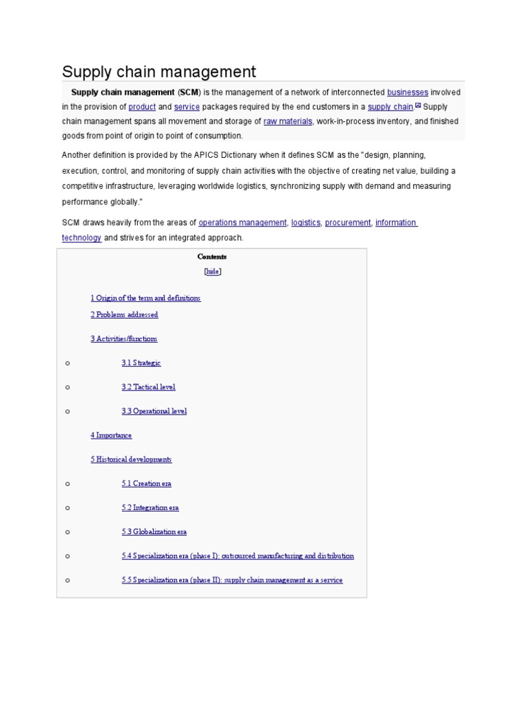 Supply Chain Management | PDF | Logistics | Supply Chain Management