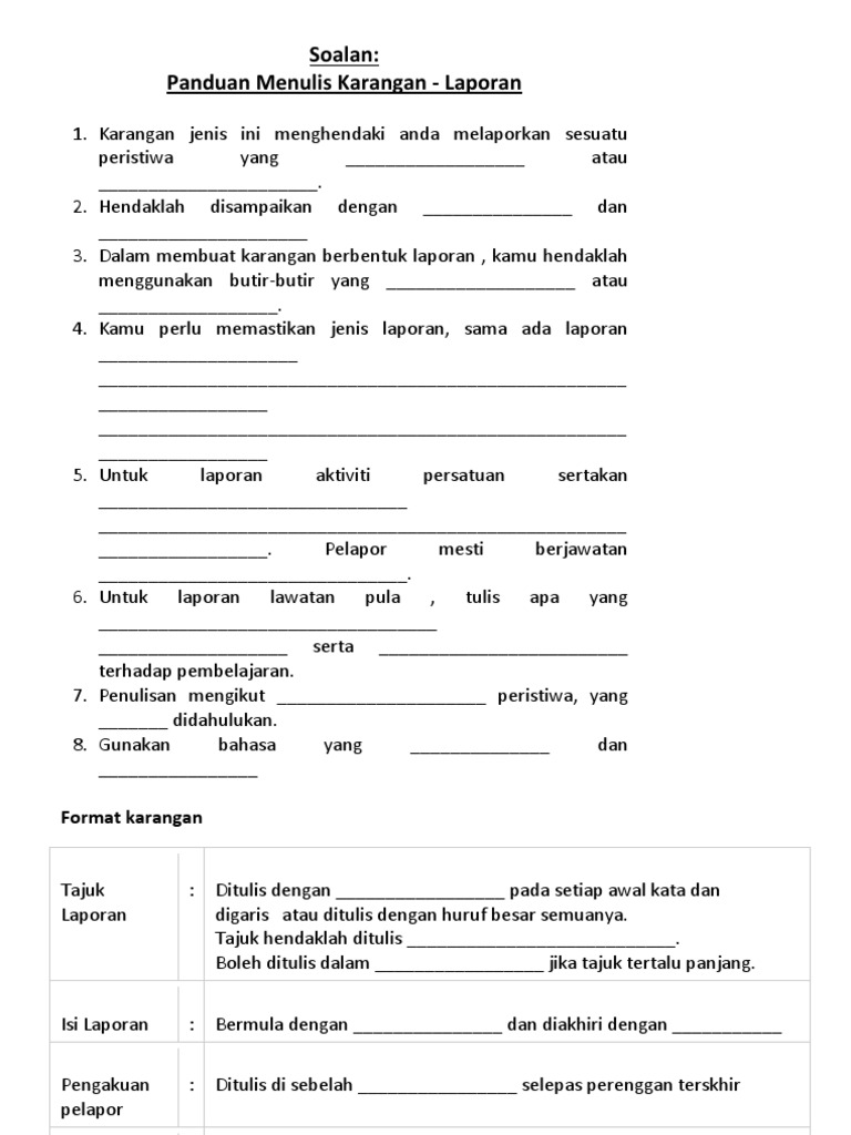 Panduan Karangan Laporan Tingkatan 3 | PDF