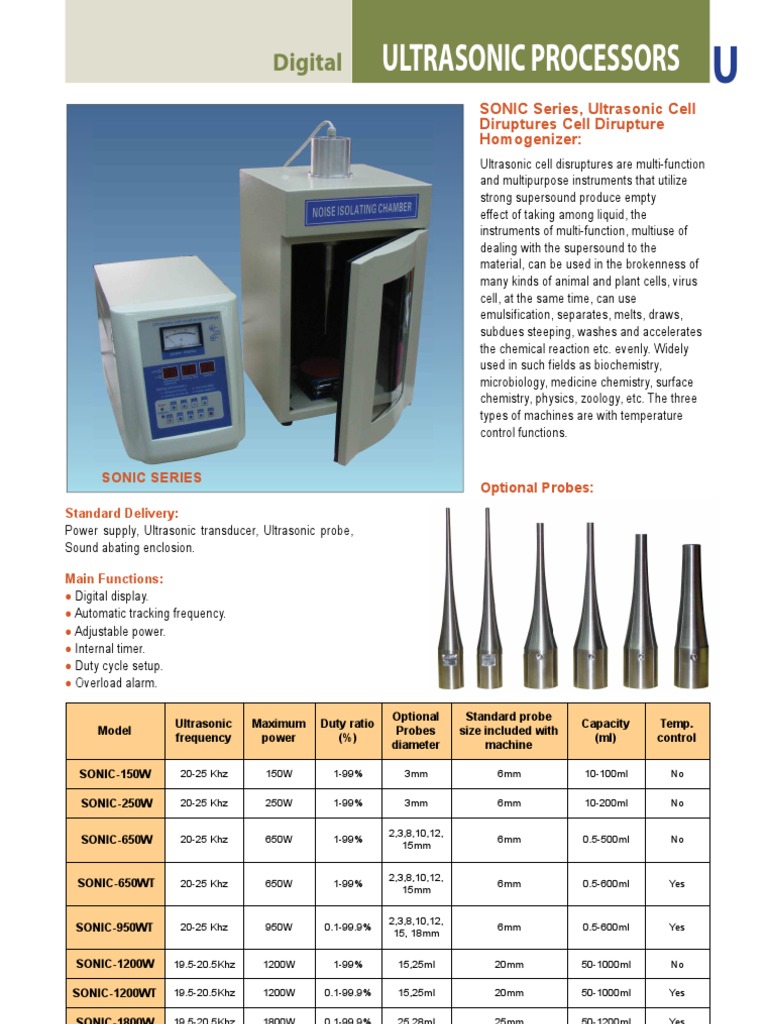 UltraSonic Processors - Catalog | PDF | Ultrasound | Titanium