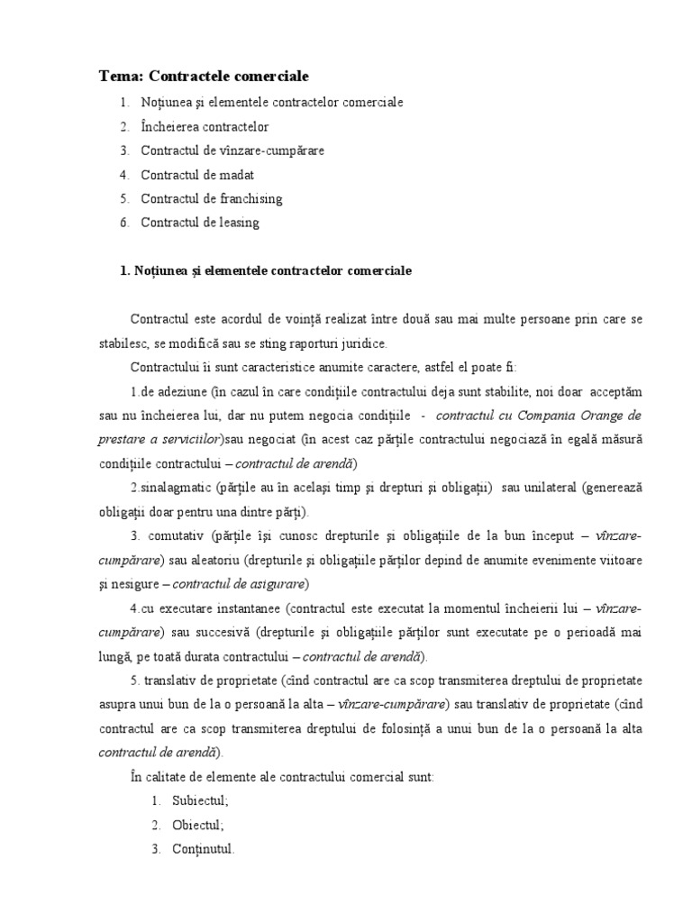 Contractele Comerciale | PDF