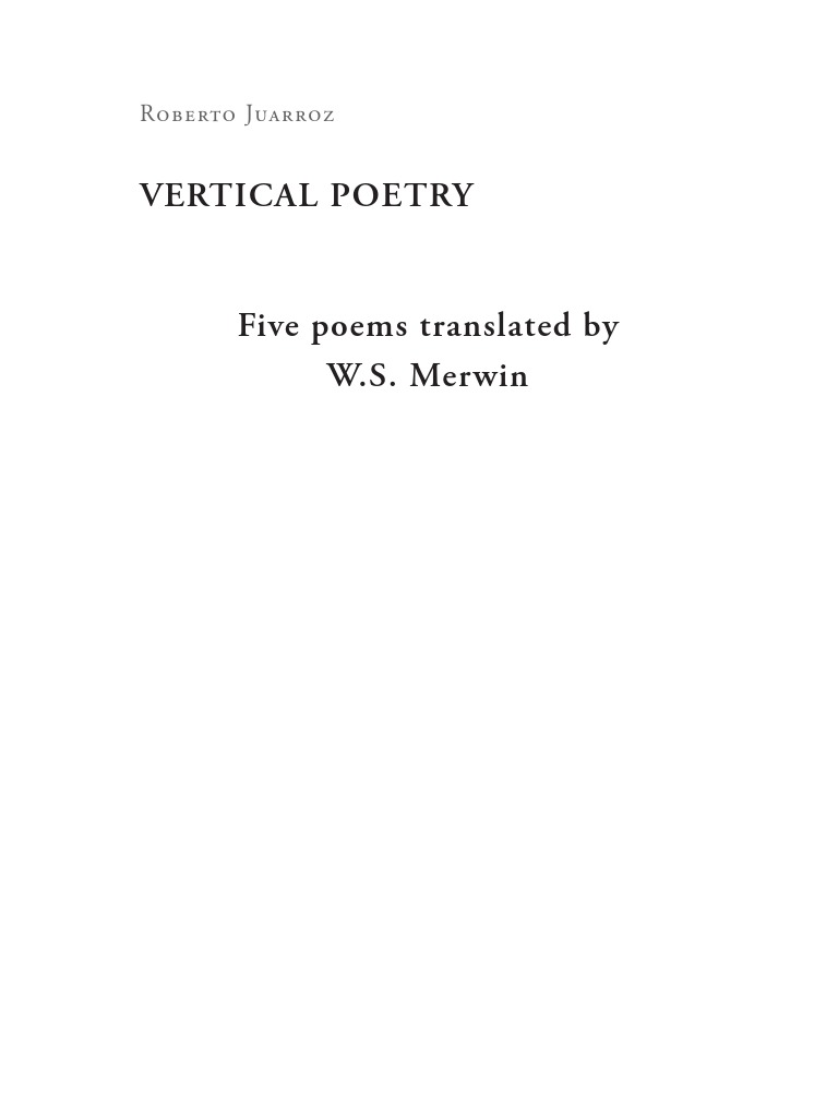 Roberto Juarroz Vertical Poetry | PDF | Taste | Nature