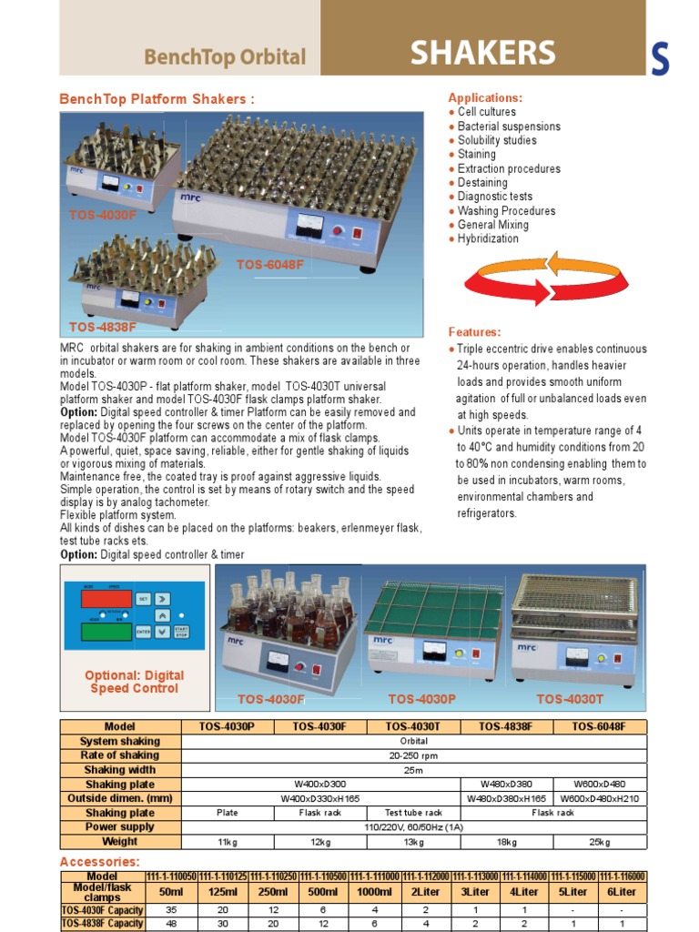BenchTop Orbital Shakers Guide | PDF | Personal Computers | Centrifuge