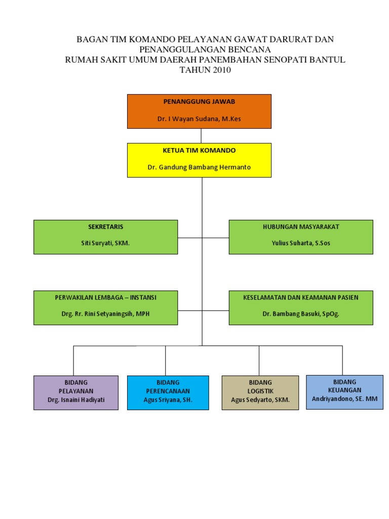 Struktur Organisasi Tim Bencana RSUD Panembahan Senopati Bantul | PDF