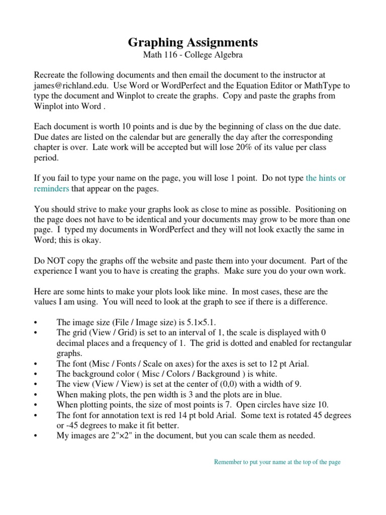 Graphing Assignments: The Hints or Reminders | Download Free PDF | Zero ...