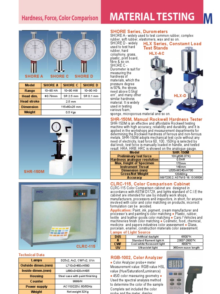 Hardness Tester - Catalog | PDF | Color | Hardness