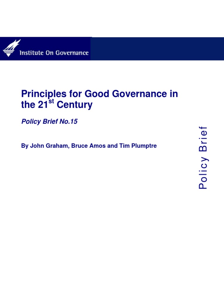 Graham, Principles For Good Governance | PDF | Governance | Natural And ...