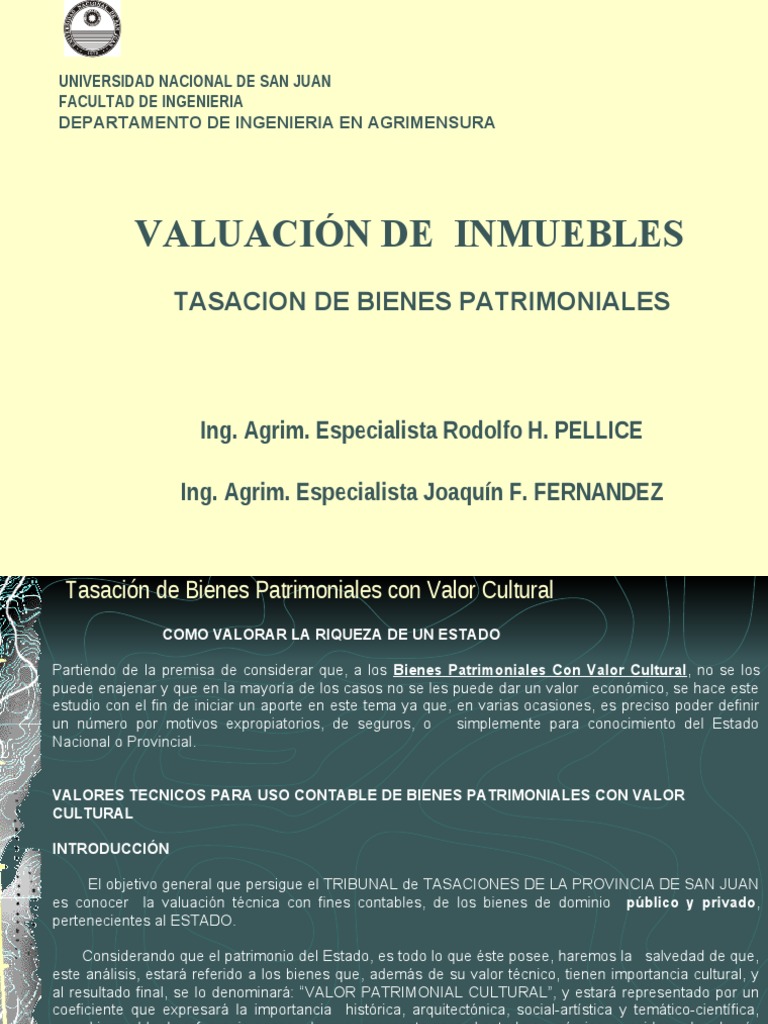 24 - Tasacion de Bienes Patrimoniales | PDF | Valoración empresarial | Bienes (Ley)