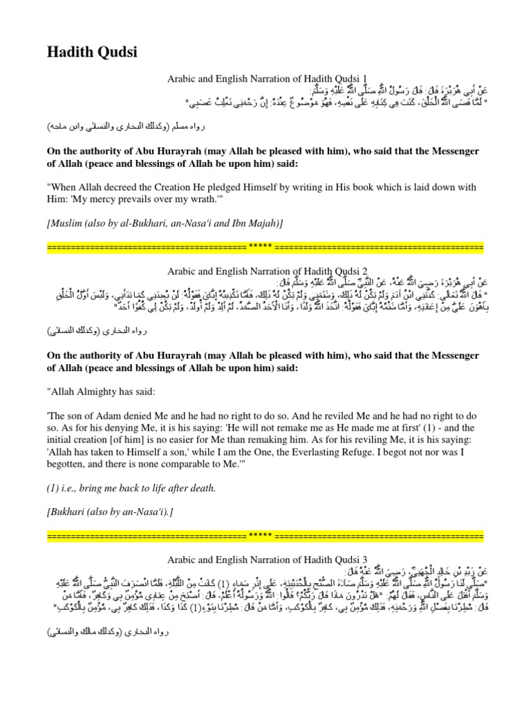Hadith Qudsi 1-5 | PDF | Medieval Muslims | Hadith