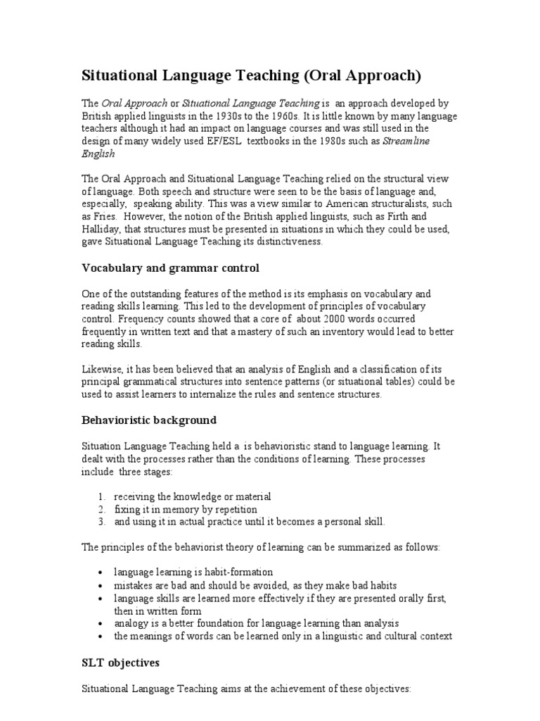 Situational Language Teaching | PDF | Language Education | Language ...