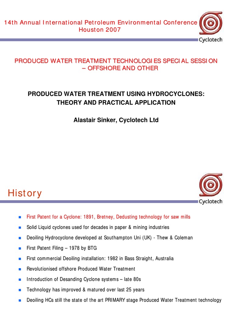 Produced Water Treatment Using Hydrocyclones: An Overview of Theory ...