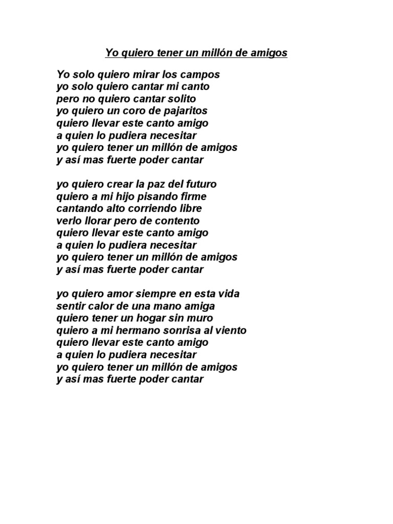 Un millón de amigos: letra y mensaje | PDF