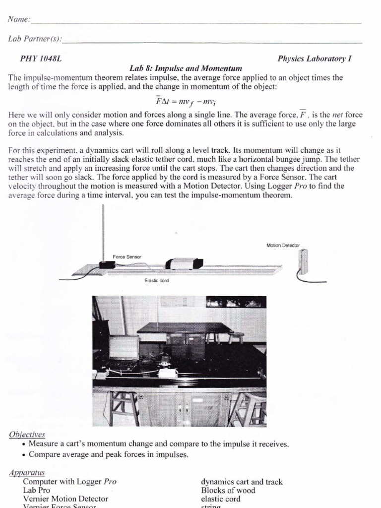Impulse and Momentum Lab Guide | PDF | Momentum | Force