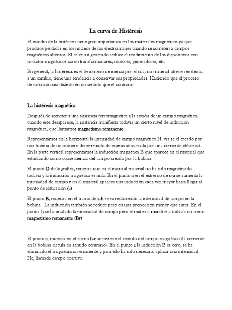 La Curva de Histéresis | PDF | Histéresis | Campo magnético