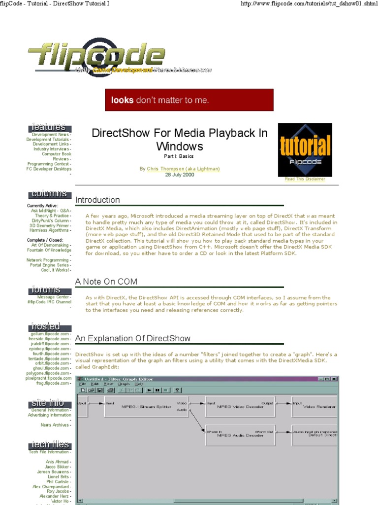 Tutorial - DirectShow Tutorial I | PDF | Media Technology | Areas Of ...