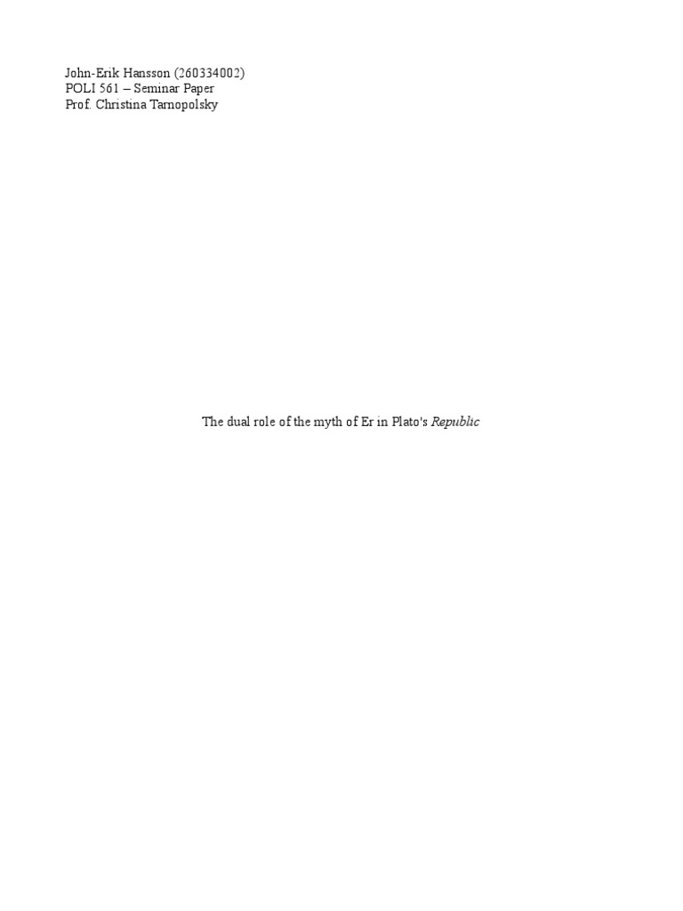 Plato - The Myth of Er | PDF | Plato | Apology (Plato)