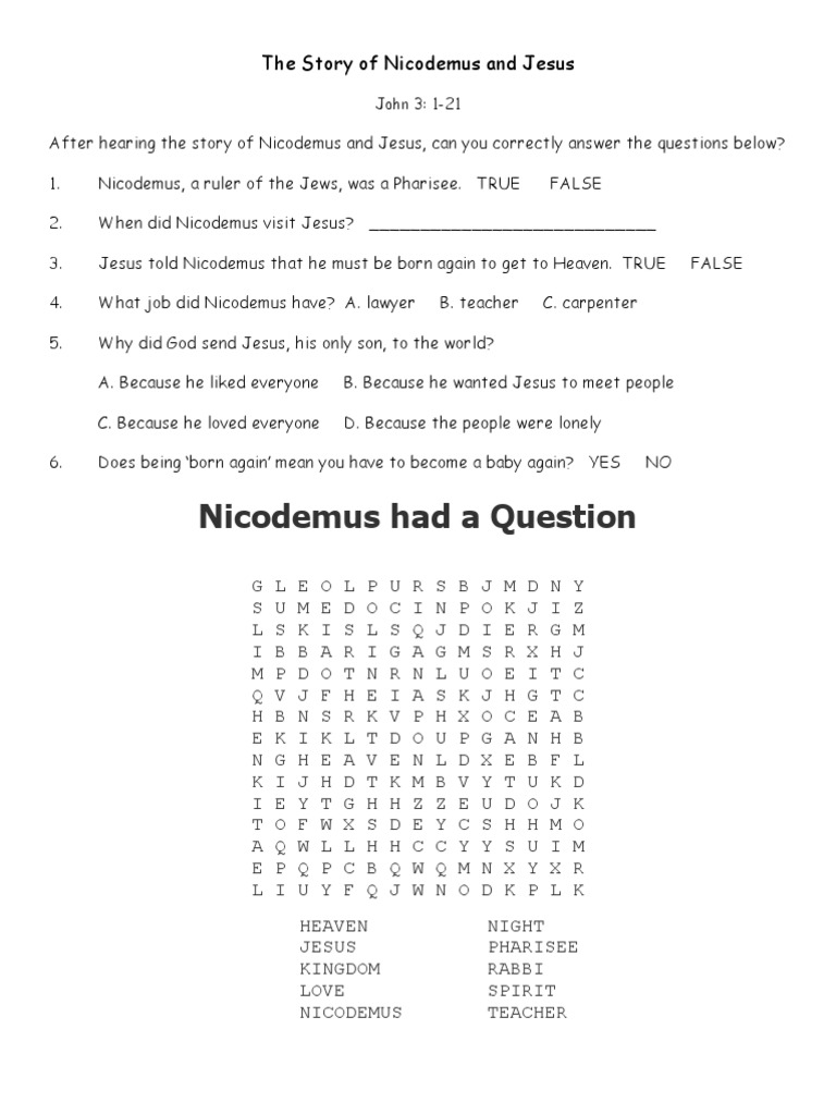 Nicodemus and Jesus: A Bible Story | PDF