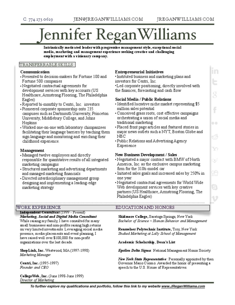 Jennifer Regan Williams Resume | PDF | Marketing | Mass Media