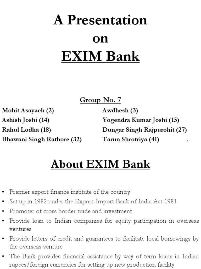 EXIM Bank | PDF | Joint Venture | Exports