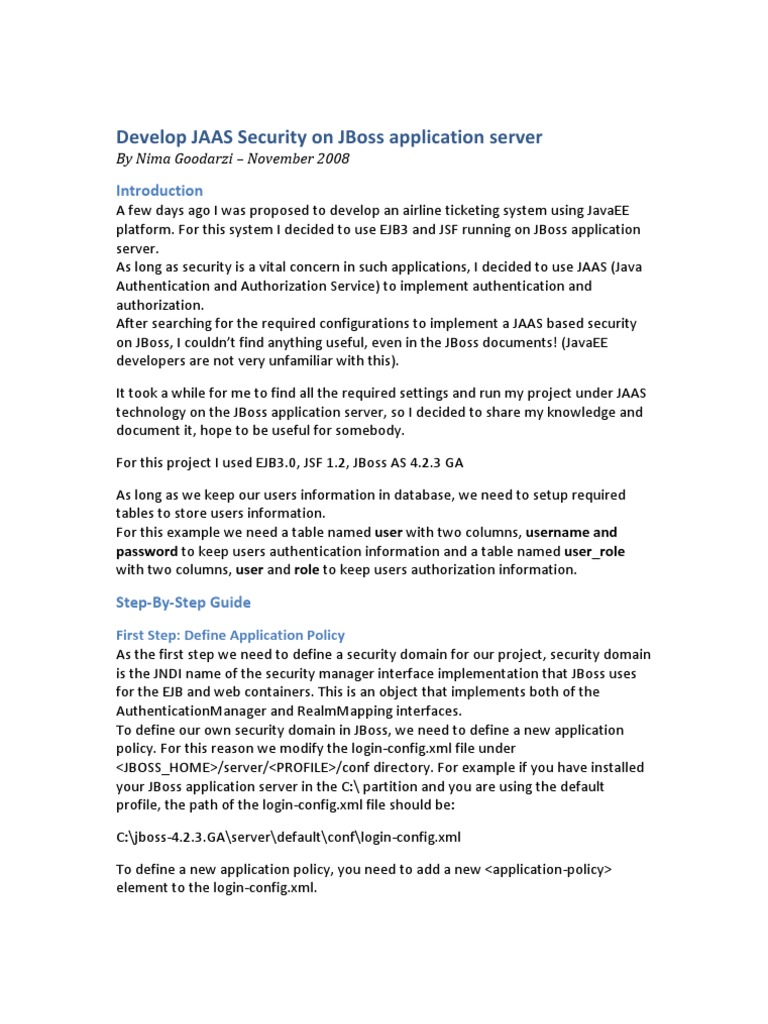 JAAS JBoss | Download Free PDF | Enterprise Java Beans | Login