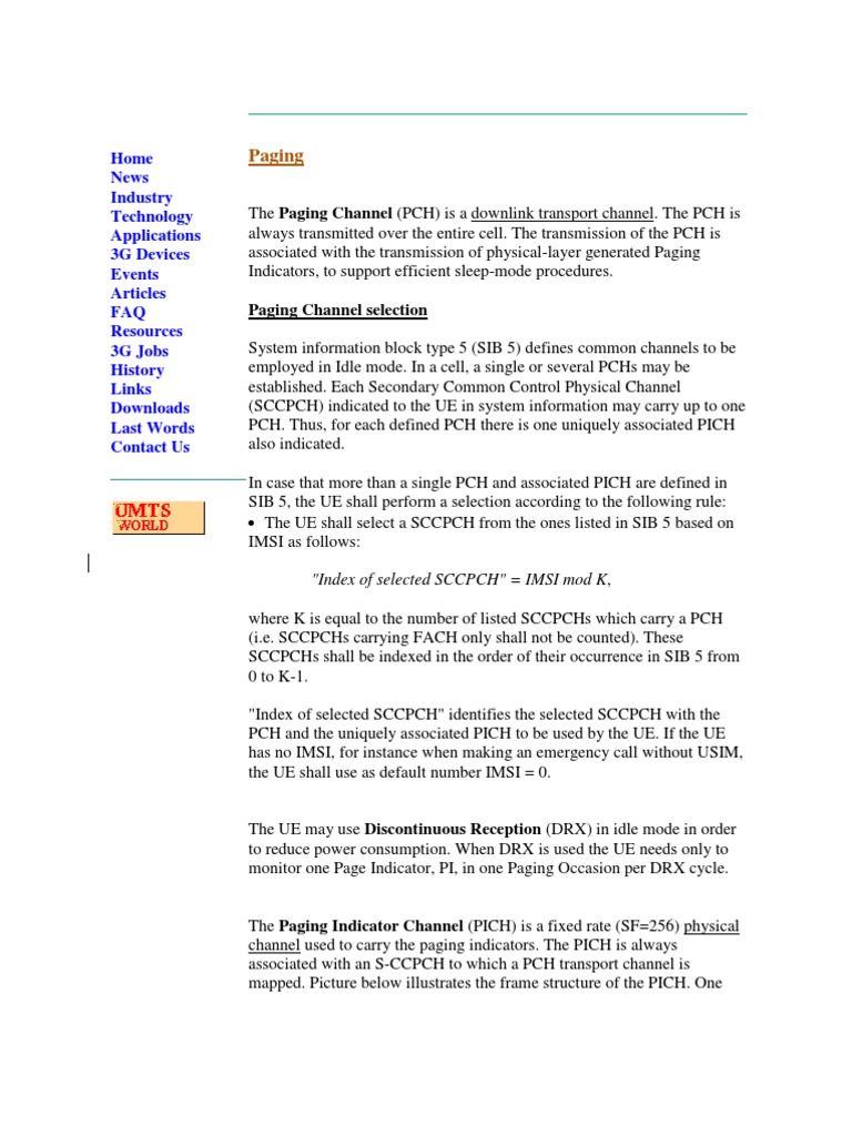 Paging in Umts | PDF | Information | Computer Networking