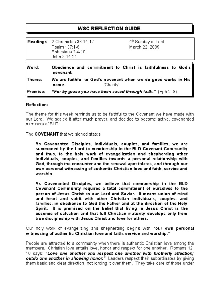 WSC Guide 22mar09 F | PDF | Disciple (Christianity) | Covenant Theology
