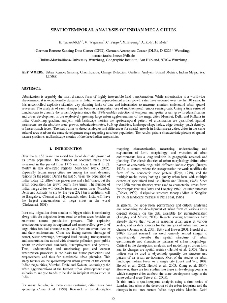Spatiotemporal Analysis of Indian Mega Cities | PDF | Urbanization ...
