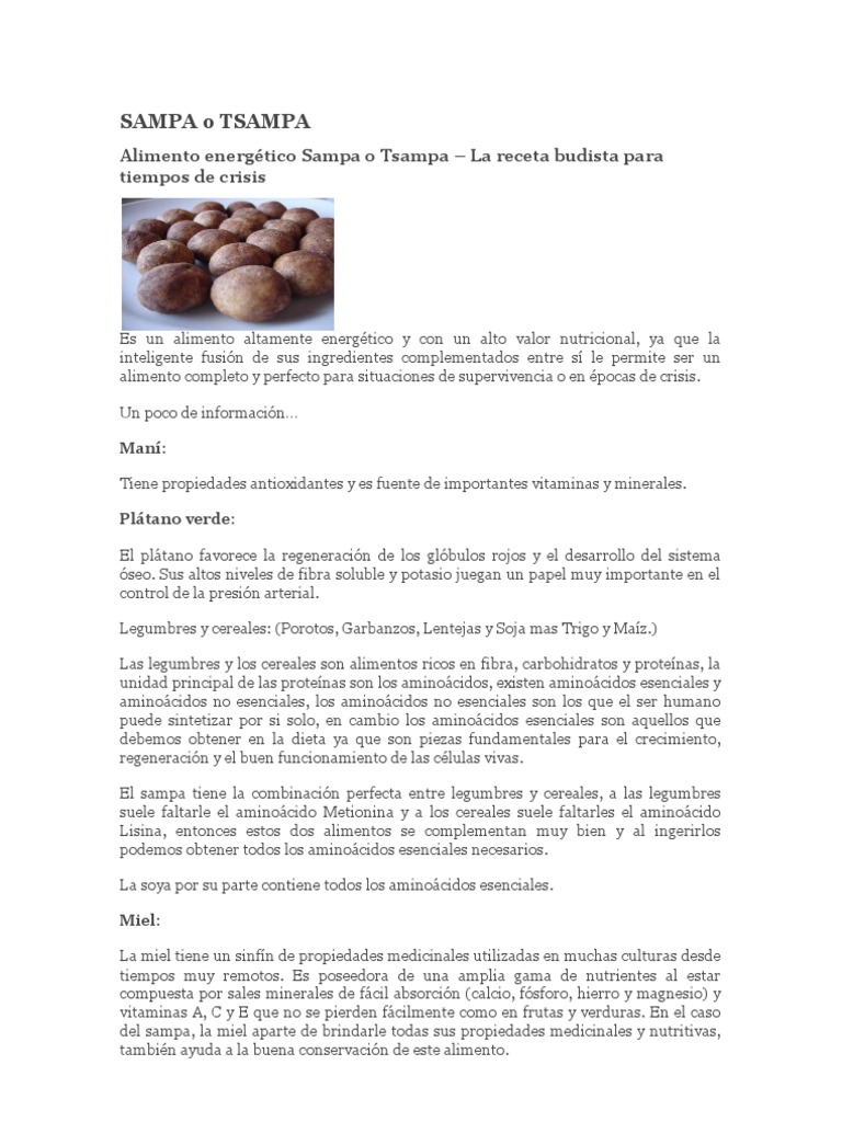 Receta de Sampa: Alimento Energético | PDF | Legumbre | Alimentos
