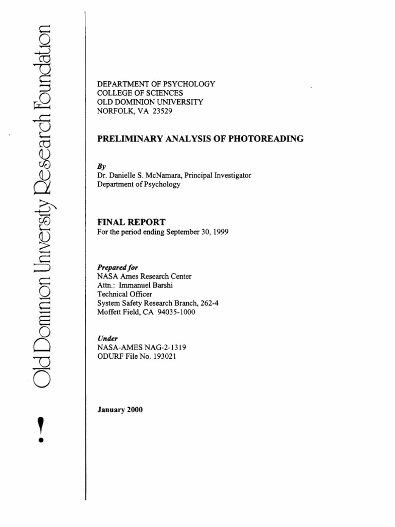 Photoreading Nasa Study | PDF | Speed Reading | Reading Comprehension