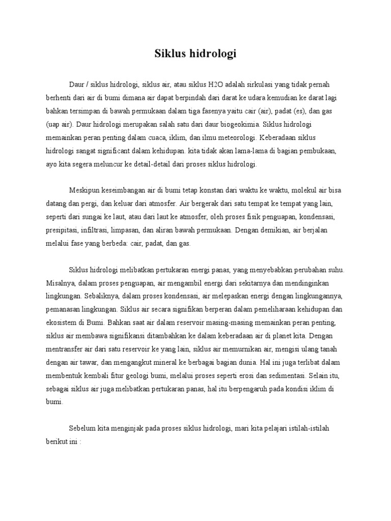 Siklus Hidrologi | PDF | Sains & Matematika