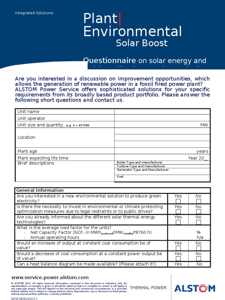 1-5 Solar Boost - Questionnaire | PDF | Power Station | Solar Energy