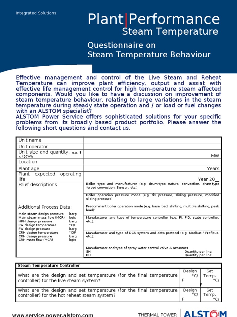 1-5 Steam Temperature - Questionnaire | PDF | Boiler | Thermocouple