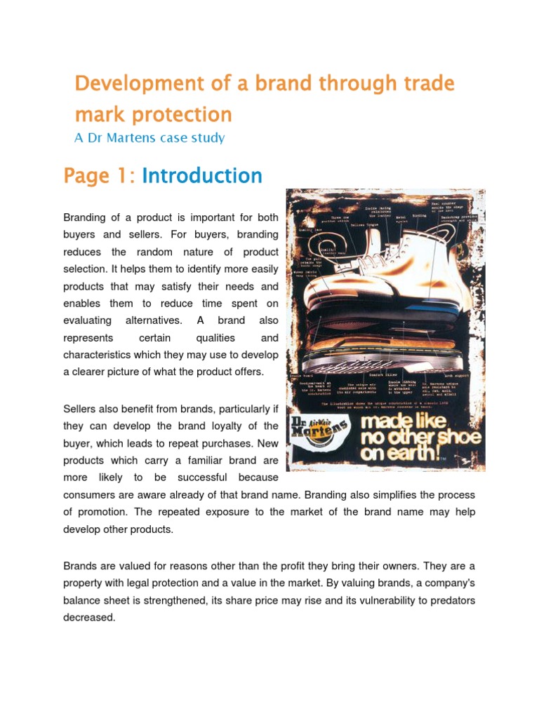 Development of A Brand Through Trade Mark Protection A DR Martens Case ...