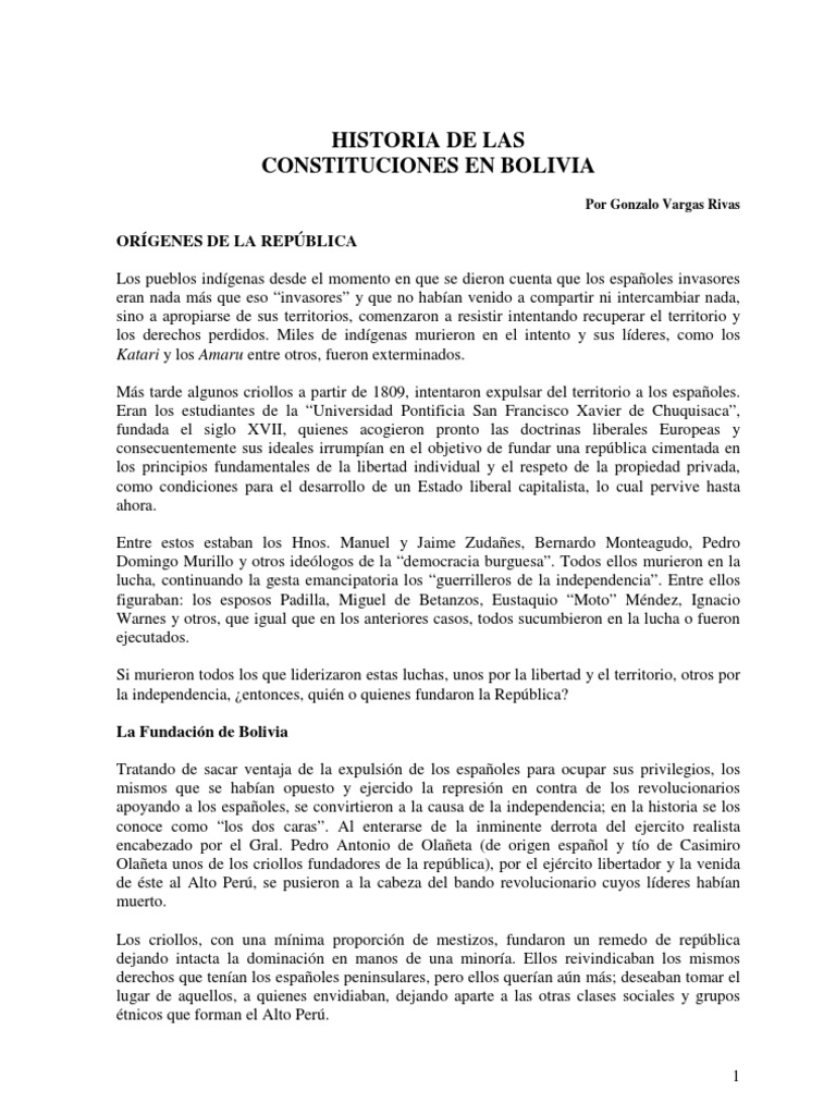 TX Historia de Las Constituciones en Bolivia | PDF | Bolivia | Constitución