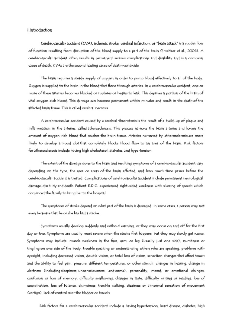 Case Study On CVA | PDF | Stroke | Human Brain