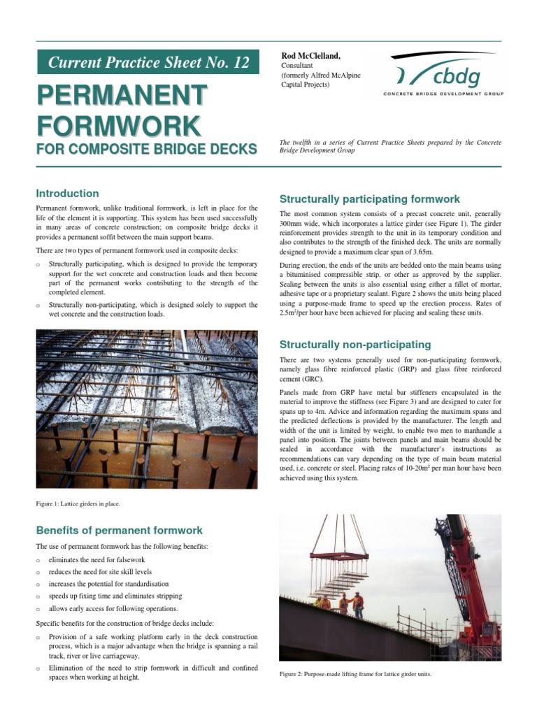 Permanent Formwork for Composite Bridge Decks | PDF | Concrete | Bridge