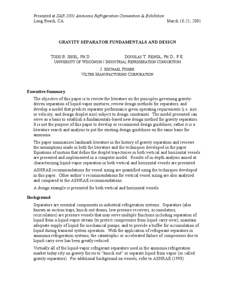 Gravity Separator Fundamentals and Design | PDF | Science & Mathematics