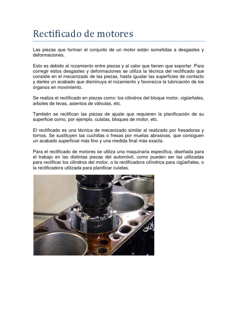 Rectificado de Motores | PDF | Pistón | Ingeniería mecánica