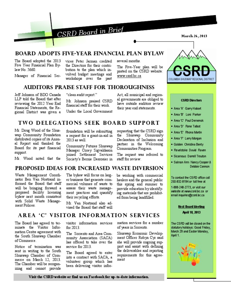 CSRD March Board in Brief | PDF | Waste Management | Waste